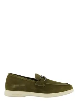 FERRAGAMO Suede Moccasins With Gancio Buckle Grey