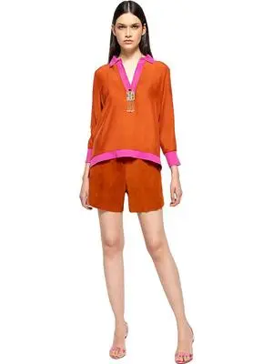 PAULA Calcita Cinnamon Stick Suede Shorts - Orange