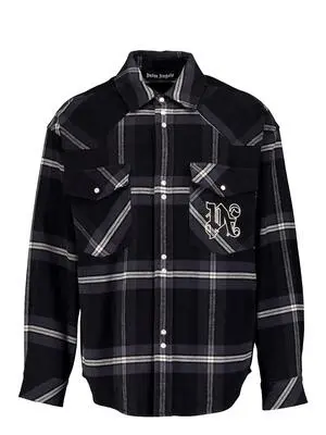 Palm Angels Monogram Check Overshirt - Black