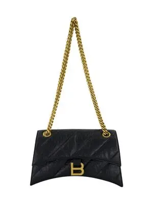 Balenciaga Crush Quilted Small Shoulder Bag - Black