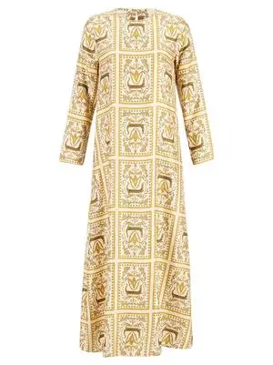 PAULA Printed Silk Twill A-Line Dress Multicolour