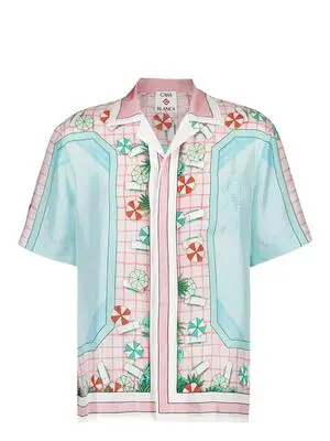 Casablanca Copacabana Pink Silk Twill Cuban Shirt - Multicolour