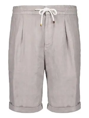 Brunello Cucinelli Linen Gabardine Bermuda Shorts Grey