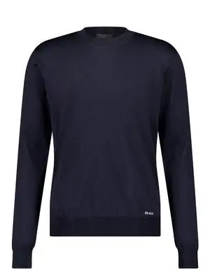 PRADA Navy Silk Crew-Neck Sweater