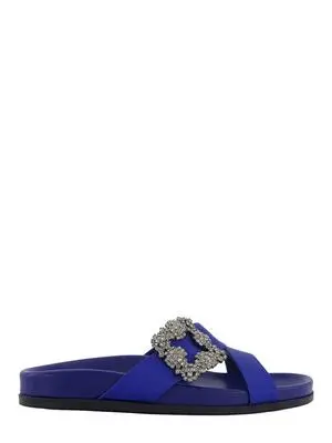 Manolo Blahnik Chilanghi Satin Flat Sandals - Blue