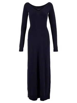 Balenciaga Off Shoulder V-neck Maxi Dress - Blue