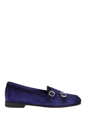 Santoni Suede Double-buckled Moccasins - Blue