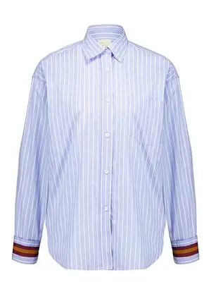 PAULA Striped Oversized Relaxed Fit Shirt - Orange