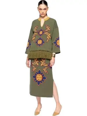 PAULA Jacquard Pencil Skirt Multicolour