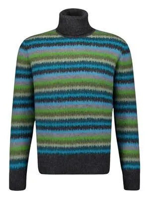 PIACENZA CASHMERE 1733 Striped Cashmere Turtleneck Sweater