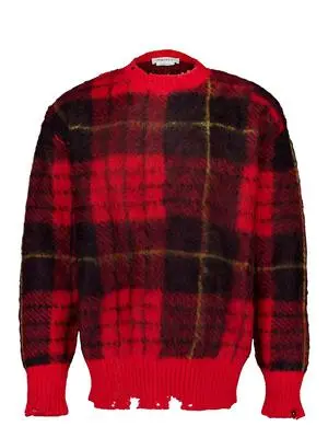 Alexander McQueen Tartan Oversized Mohair Jumper - Red