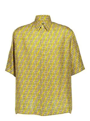 Fendi Yellow FF Labyrinth Silk Shirt Yellow