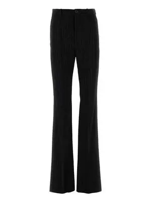 Balenciaga Pinstriped Wool Trousers Black