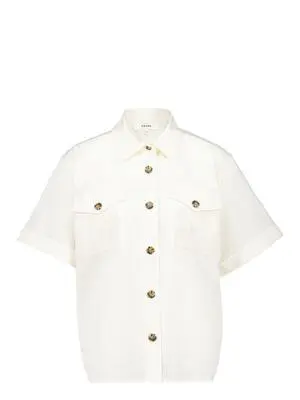 FRAME Cream Patch Pocket Utility Shirt - White