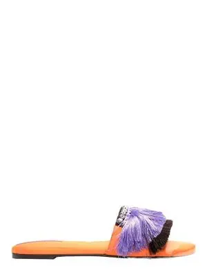 La DoubleJ Fringe Slipper - Orange