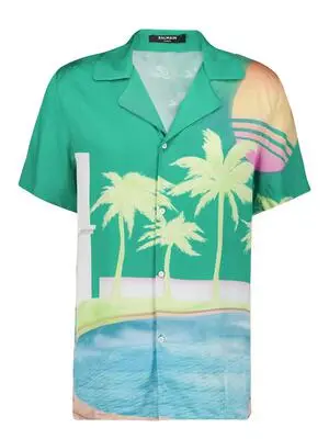 Balmain Short-sleeved Palm Tree Print Shirt - Multicolour