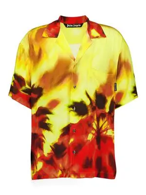 Palm Angels Palm Tree Flames Shirt - Yellow