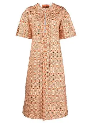 Colville Lace-up Midi Dress - Orange