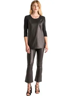 PAULA Leather Bib Silk Blouse
