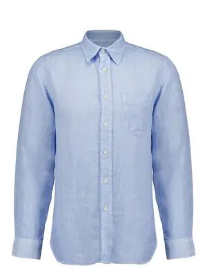 120% Lino Regular Fit Mermaid Linen Shirt - Blue