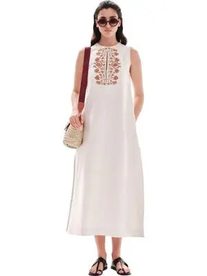 Zeus+dione Peony Loose Silk Midi Dress - White