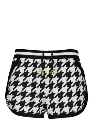 Balmain Houndstooth Jacquard Knit Shorts White