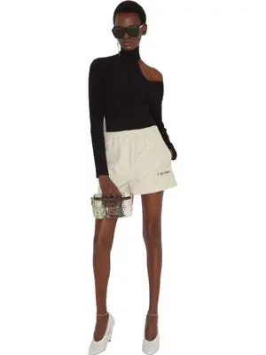 Fendi Nylon Logo Shorts - Cream