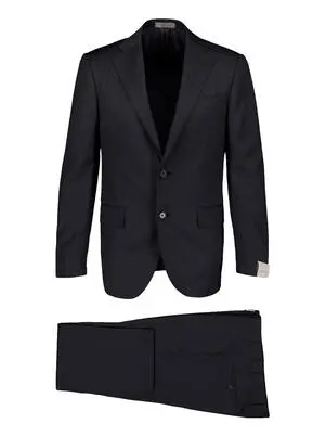 Corneliani Charcoal Wool Suit - Black