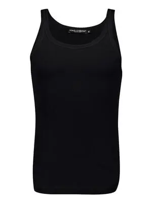 Dolce & Gabbana Washed Cotton Rib Singlet - Black