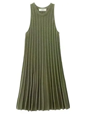 Ba&sh Sinnta Ribbed Sleeveless A-Line Dress Green