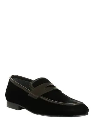 STUART WEITZMAN Dino Velvet And Leather Loafers