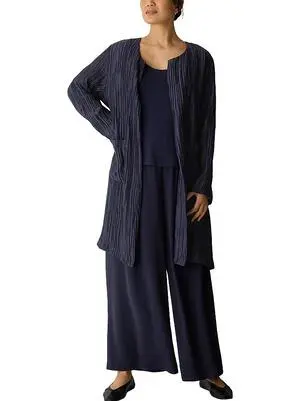 Eileen Fisher Textured Round Neck Jacket - Ink