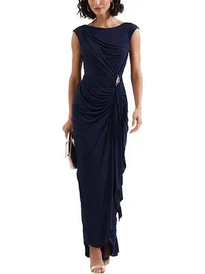 PHASE EIGHT Donna Maxi Dress With Draped Skirt - Navy