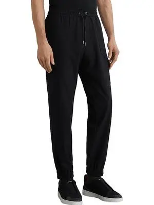 REISS Slim Fit Hidden Cargo Trousers - Navy