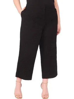 Halogen Eyelet Crop Straight Leg Pants - Rich Black