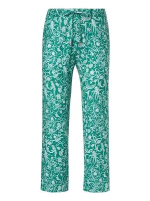 Kiton Printed Linen Pants - Green