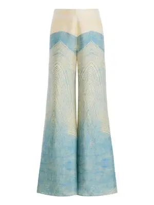 Alexis Andres Printed Flared Pants Blue