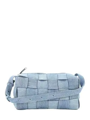 Bottega Veneta Cassette Maxi Intrecciato Denim Shoulder Bag - Blue