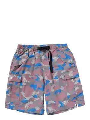 A BATHING APE Camo Belted 3 Layer Cargo Shorts - Multicolor