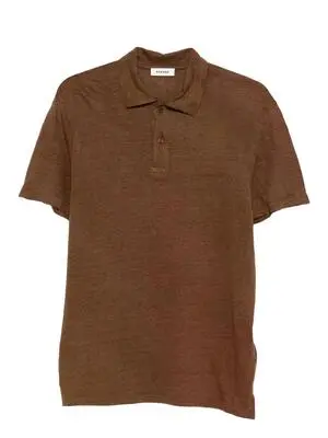 Sandro Linen Polo Shirt - Brown