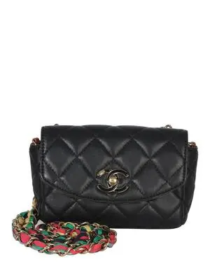 CHANEL Quilted Lambskin Ribbon Chain Coco Flap Bag