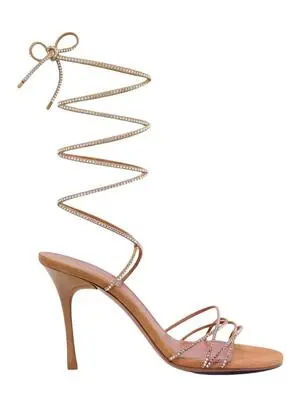 Amina Muaddi Lori Lace-Up Sandals Neutrals