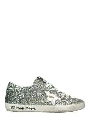 GOLDEN GOOSE Super Star Glitter Sneakers Silver