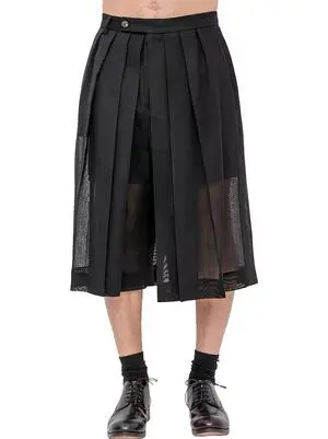 SETCHU Hakama Semi-sheer Cropped Trousers - Black