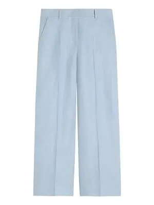 Max Mara Linen Wide-leg Trousers - Blue
