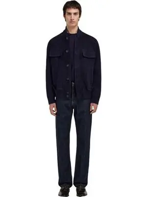 FERRAGAMO Suede Bomber Jacket - Blue