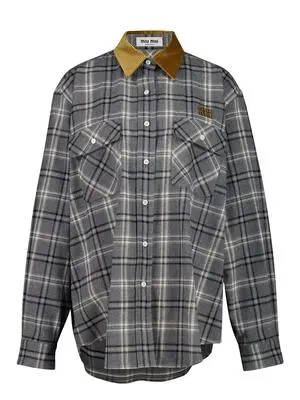 Miu Miu Checked Flannel Shirt - Grey