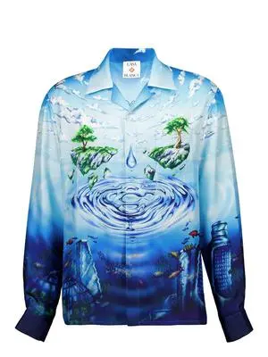Casablanca Lost Atlantis Silk Cuban Shirt - Blue