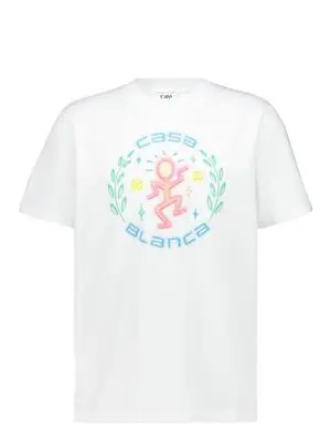 Casablanca White Dance Joy Organic Cotton T-shirt - Multicolour