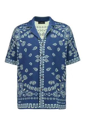 Alanui Arbour And Light Cotton Piquet Bandana Shirt - Blue